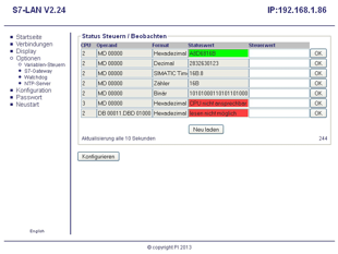 S7-LAN-Modul Optionen